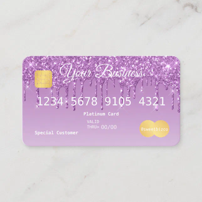 Purple Drip Glitter-look Credit Card | Zazzle