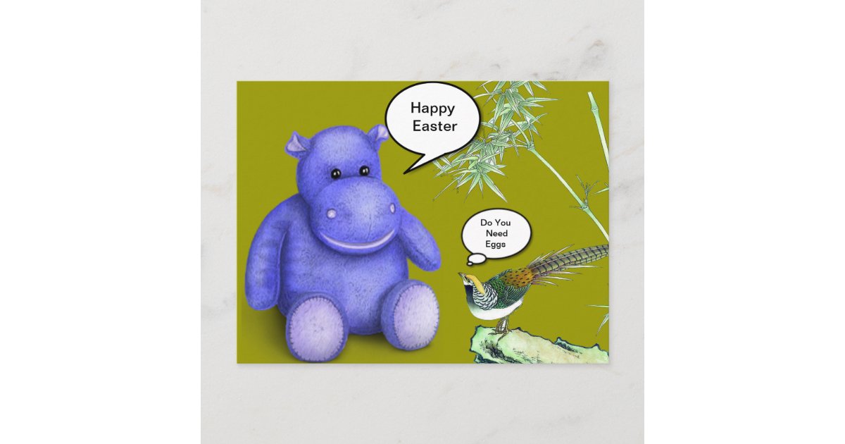 Purple Easter Hippo Holiday Postcard | Zazzle