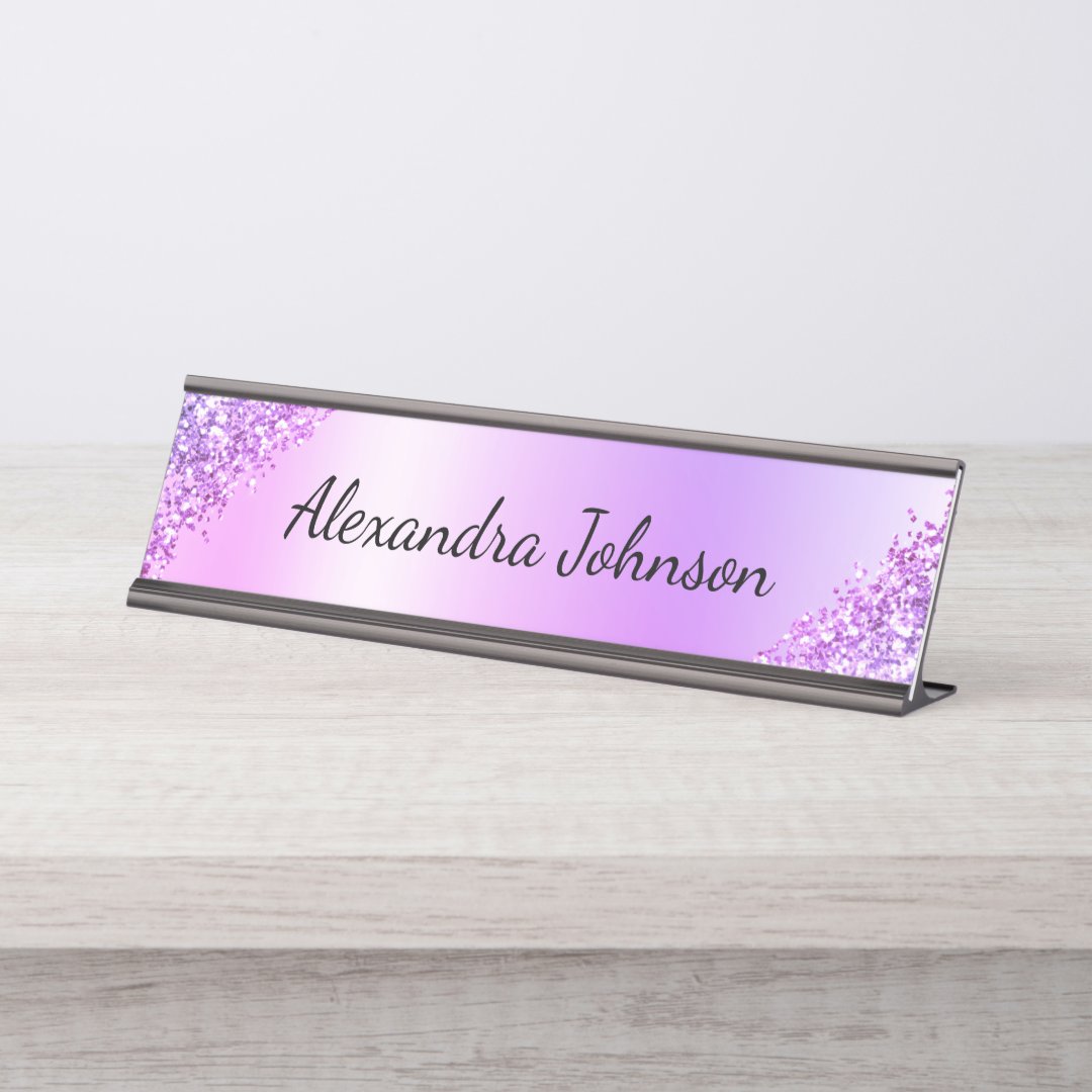 Purple Elegant Modern Professional Office Desk Name Plate | Zazzle
