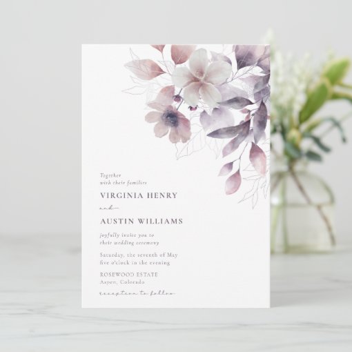 Purple Elegant Wedding Invitation | Zazzle