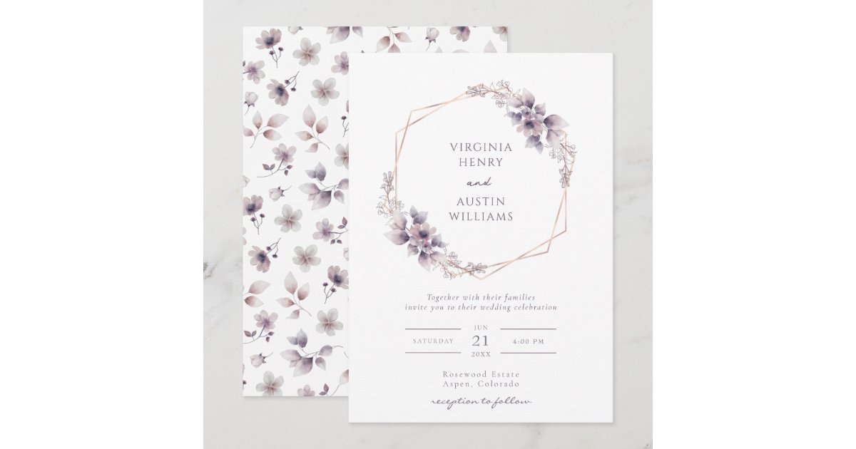 Purple Elegant Wedding Invitation | Zazzle