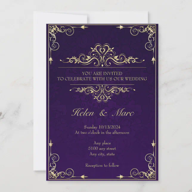 Purple Elegant Wedding Invitation Borders | Zazzle