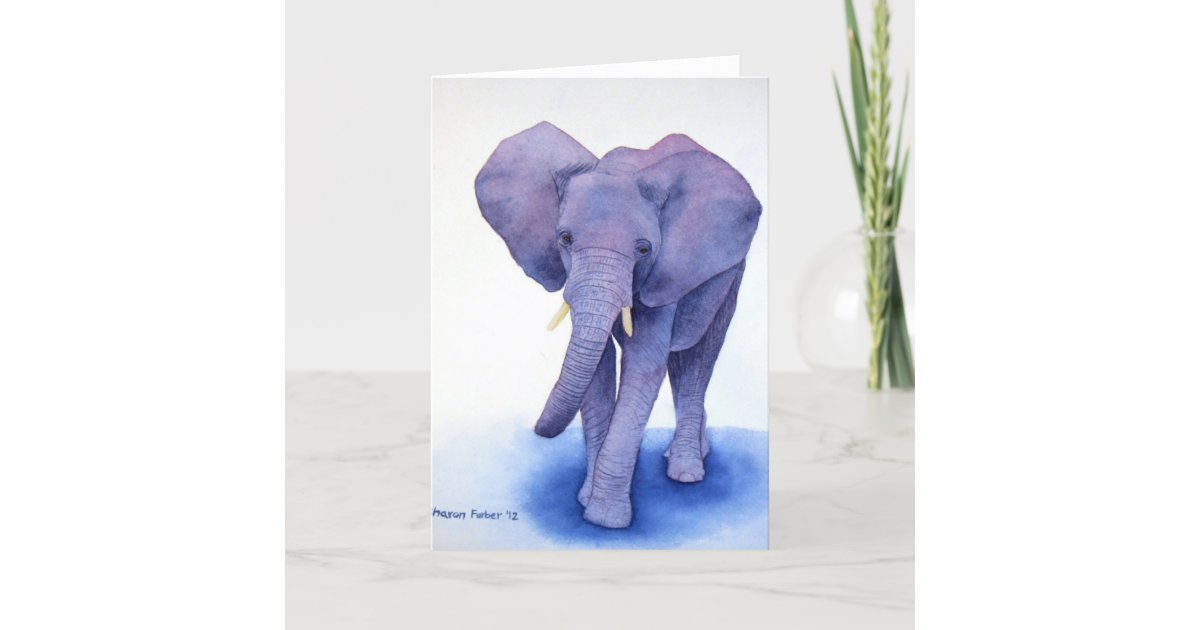 Purple Elephant Note Card | Zazzle