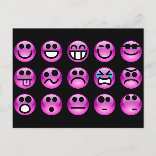 Purple Emoticons Postcard | Zazzle.com