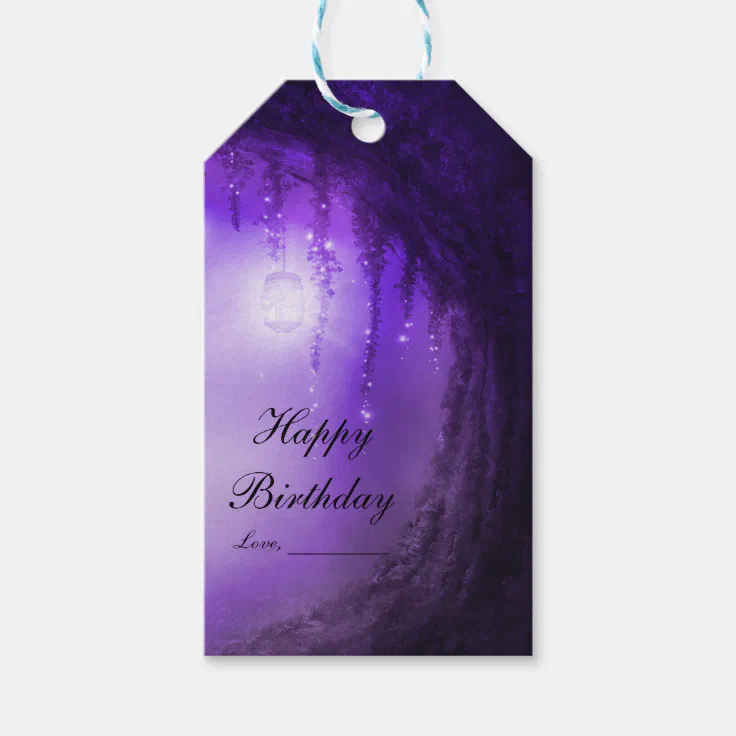 Purple Enchanted Forest Fantasy Wedding Favor Gift Tags | Zazzle