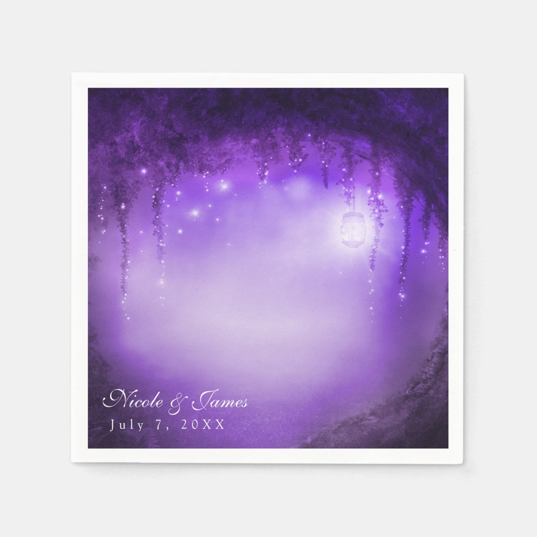 Purple Enchanted Forest Fantasy Wedding Reception Napkins | Zazzle