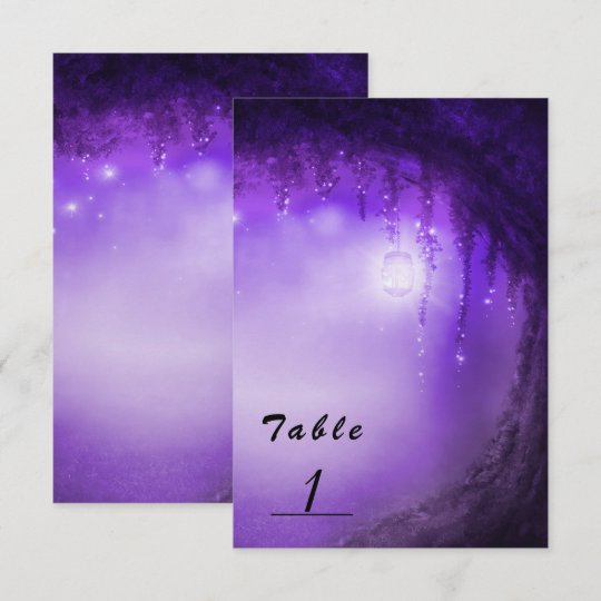 Purple Enchanted Forest Wedding Table Number Card | Zazzle.com