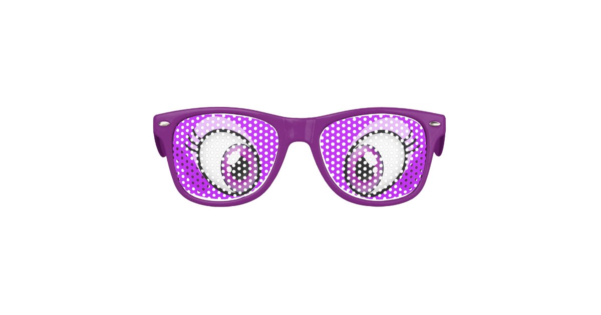 Purple Eyes Cartoon Girl's Party Costume Glasses | Zazzle