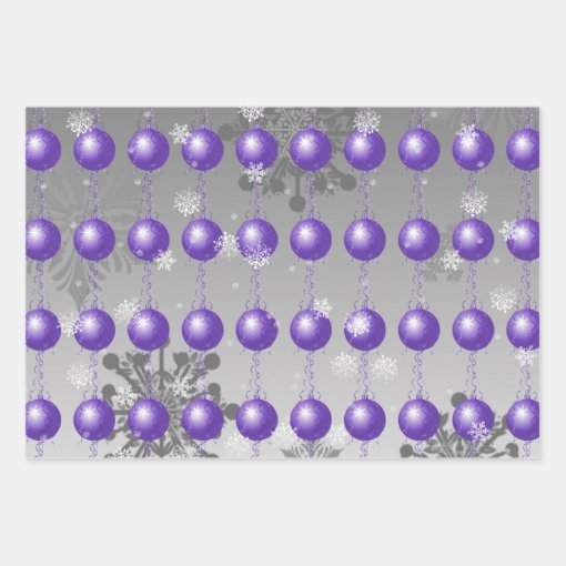 Purple Fancy Christmas Ornament Wrapping Paper | Zazzle