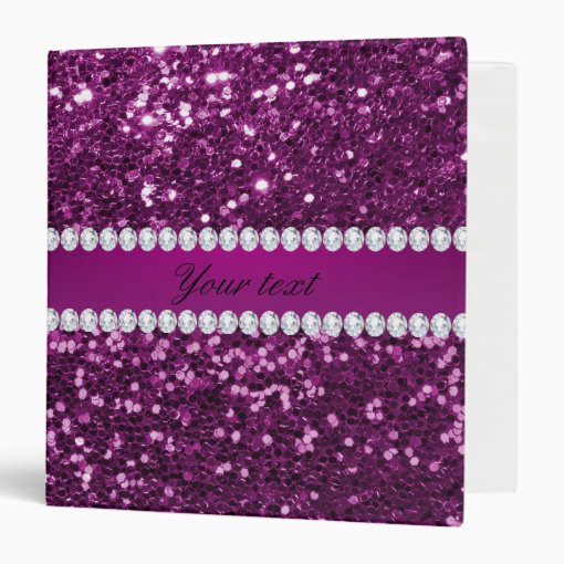 Purple Faux Glitter and Diamonds Binder | Zazzle