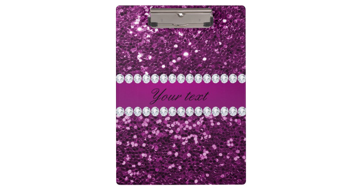 Purple Faux Glitter and Diamonds Clipboard | Zazzle