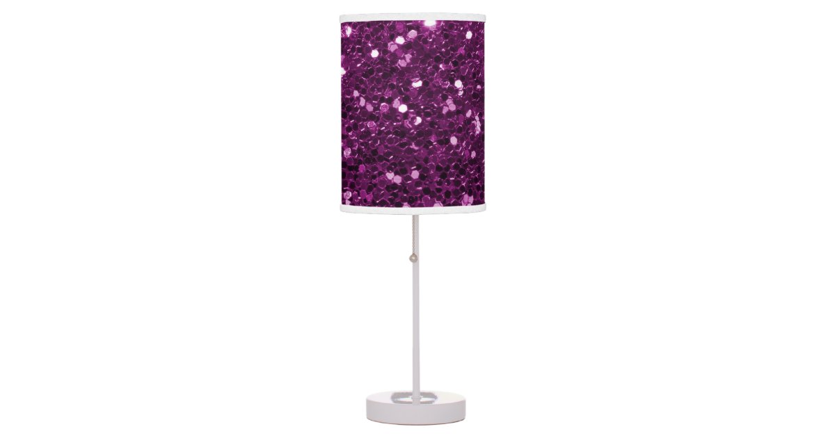Purple Faux Glitter and Diamonds Table Lamp | Zazzle