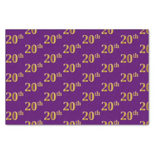 Purple, Faux Gold 20th (Twentieth) Event Tissue Paper | Zazzle