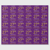 Purple, Faux Gold "HAPPY 27th BIRTHDAY" Wrapping Paper | Zazzle