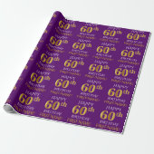 Purple, Faux Gold "HAPPY 60th BIRTHDAY" Wrapping Paper | Zazzle