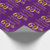 Purple, Faux Gold "HAPPY 60th BIRTHDAY" Wrapping Paper | Zazzle
