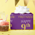 Purple, Faux Gold "HAPPY 9th BIRTHDAY" Wrapping Paper | Zazzle