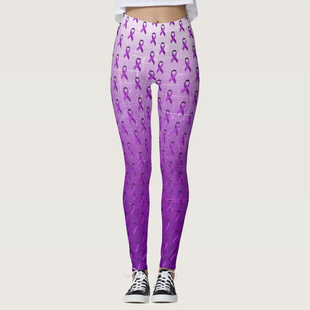 Purple Fibromyalgia Awareness Ribbons Leggings | Zazzle