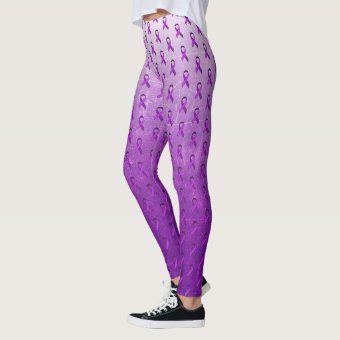 Purple Fibromyalgia Awareness Ribbons Leggings | Zazzle