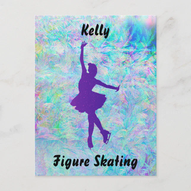 Purple Figure Skater on Frozen Ice Postcard | Zazzle