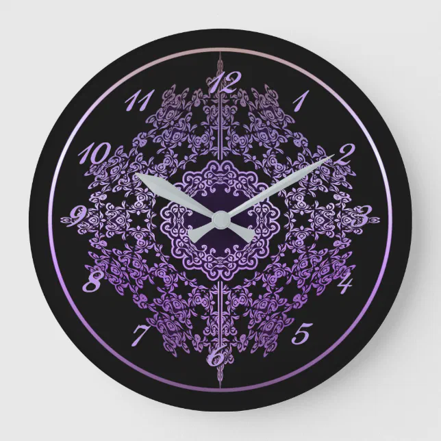 Purple Filigree Motif Wall Clock | Zazzle