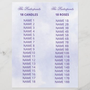 Purple Floral 18 Candle and Roses Ceremony Program | Zazzle