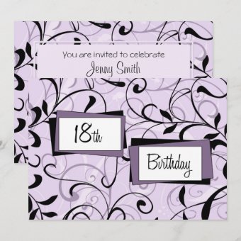 Purple Floral 18th Birthday Party Invitation Cards | Zazzle