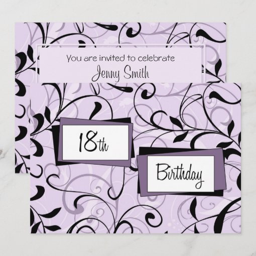 Purple Floral 18th Birthday Party Invitation Cards | Zazzle