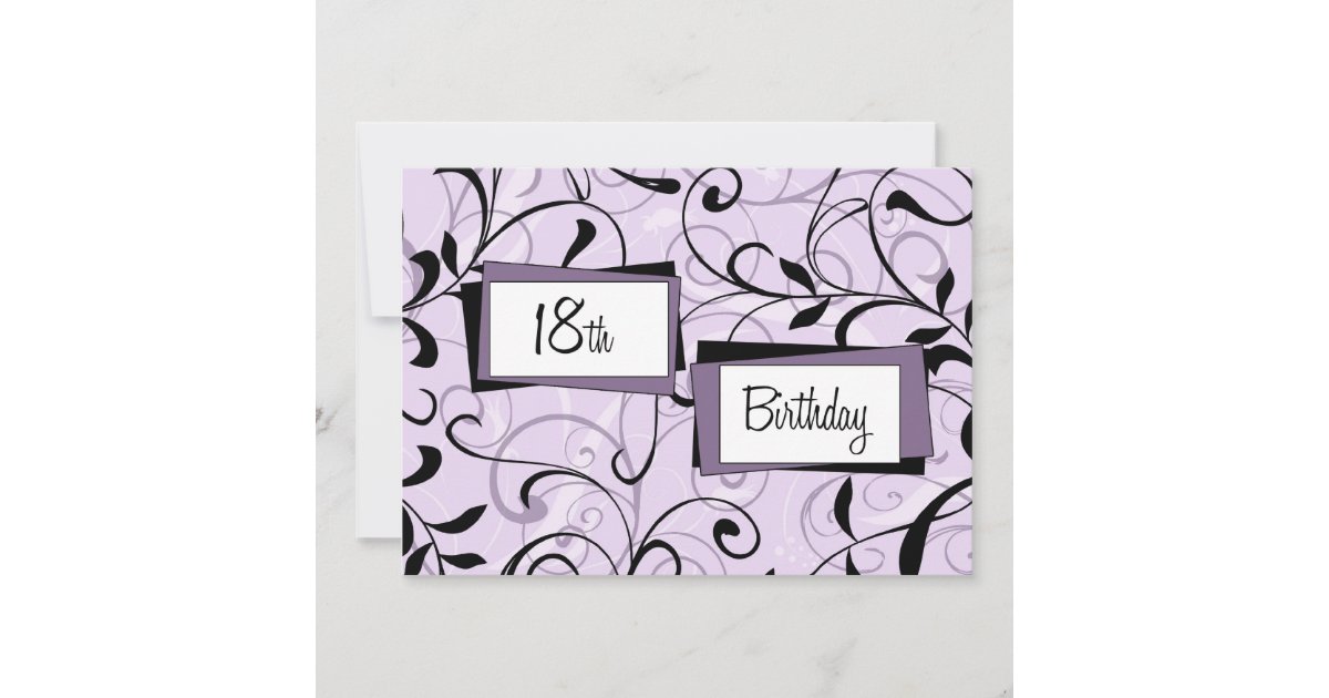 Purple Floral 18th Birthday Party Invitation Cards | Zazzle