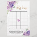Purple floral baby shower bingo game | Zazzle