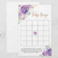 Purple floral baby shower bingo game | Zazzle