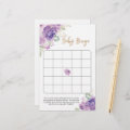 Purple floral baby shower bingo game | Zazzle