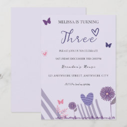 Purple Floral Birthday Party Invitation | Zazzle