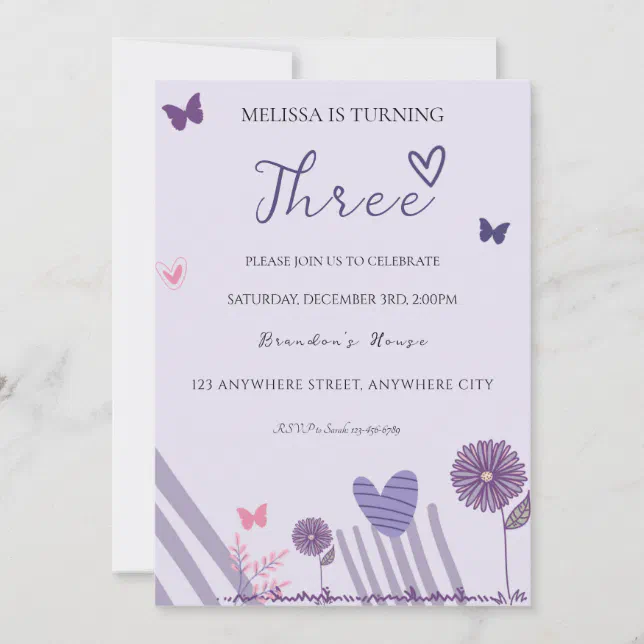 Purple Floral Birthday Party Invitation | Zazzle