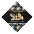 Purple Floral Black Gold Class 2024 Graduation Graduation Cap Topper ...