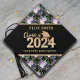 Purple Floral Black Gold Class 2024 Graduation Graduation Cap Topper ...