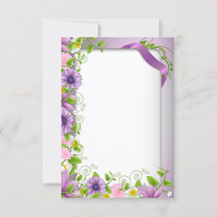 Purple Floral Border Invitation | Zazzle.com