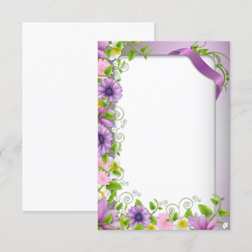 Purple Floral Border Invitation | Zazzle