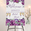 Purple Floral Brunch and Bubbly Welcome Sign Board | Zazzle