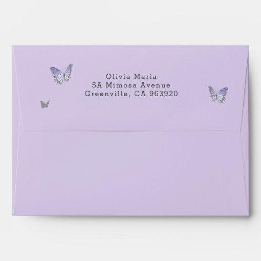 Purple Floral Butterflies Quinceañera Birthday Envelope | Zazzle