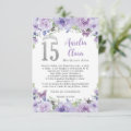Purple Floral Butterflies Quinceañera Prayer Card | Zazzle