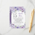 Purple Floral Butterflies Quinceañera Prayer Card | Zazzle