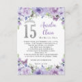 Purple Floral Butterflies Quinceañera Prayer Card | Zazzle