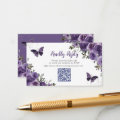Purple Floral Butterflies Quinceañera QR Code RSVP Enclosure Card | Zazzle