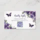 Purple Floral Butterflies Quinceañera QR Code RSVP Enclosure Card | Zazzle