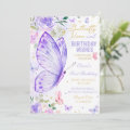 Purple Floral Butterfly Kisses and Birthday Wishes Invitation | Zazzle