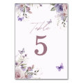 Purple Floral | Butterfly Table Number | Zazzle