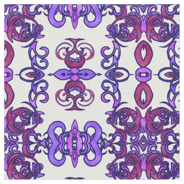 Purple Floral Damask Fabric | Zazzle