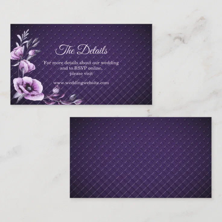 Purple Floral Decorative Detail Enclosure Card | Zazzle