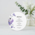 Purple Floral Flat Circle Menu Card | Zazzle